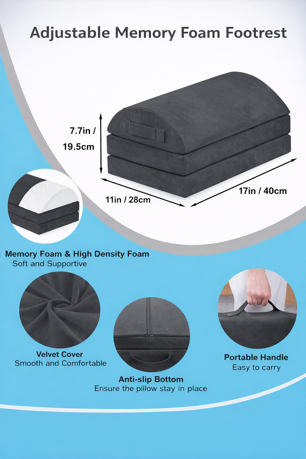 ErgoEasy® Ergonomic Footrest for Desk | Reduce Leg & Back Pain